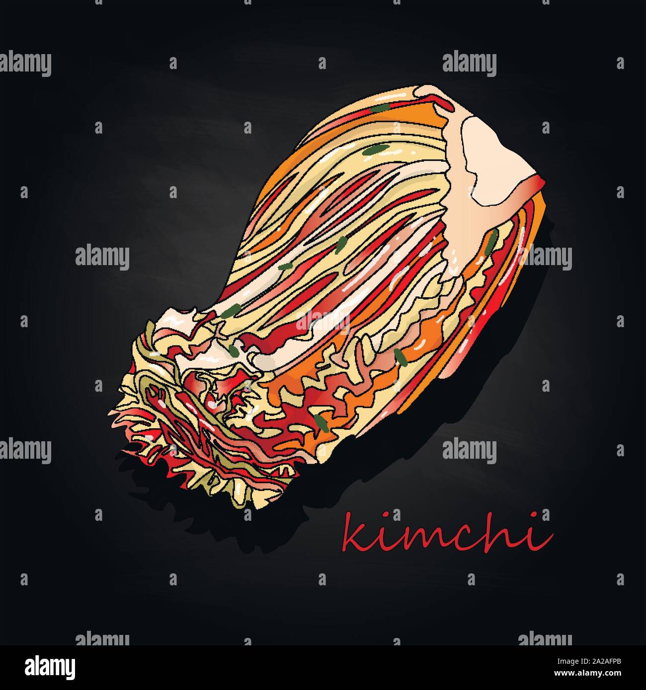 Kimchi, traditional korean food. Illustration on black Stock Vector ...