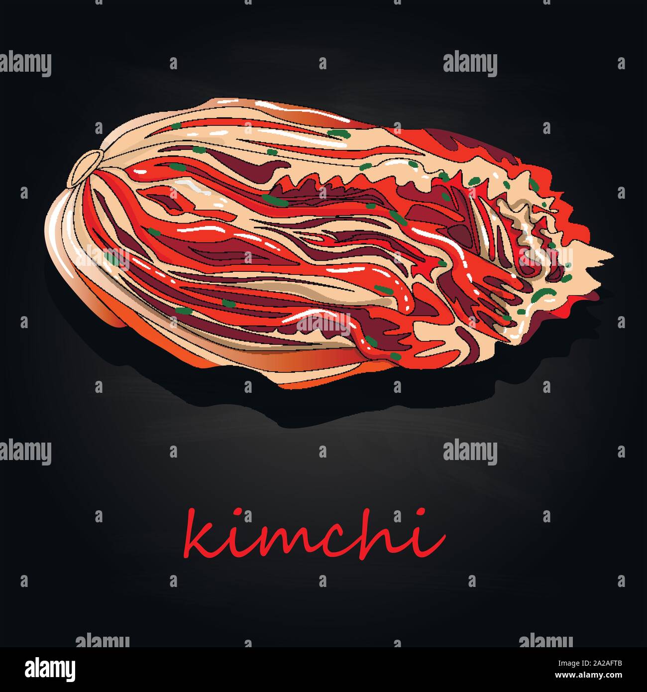 Kimchi, traditional korean food. Illustration on black Stock Vector ...
