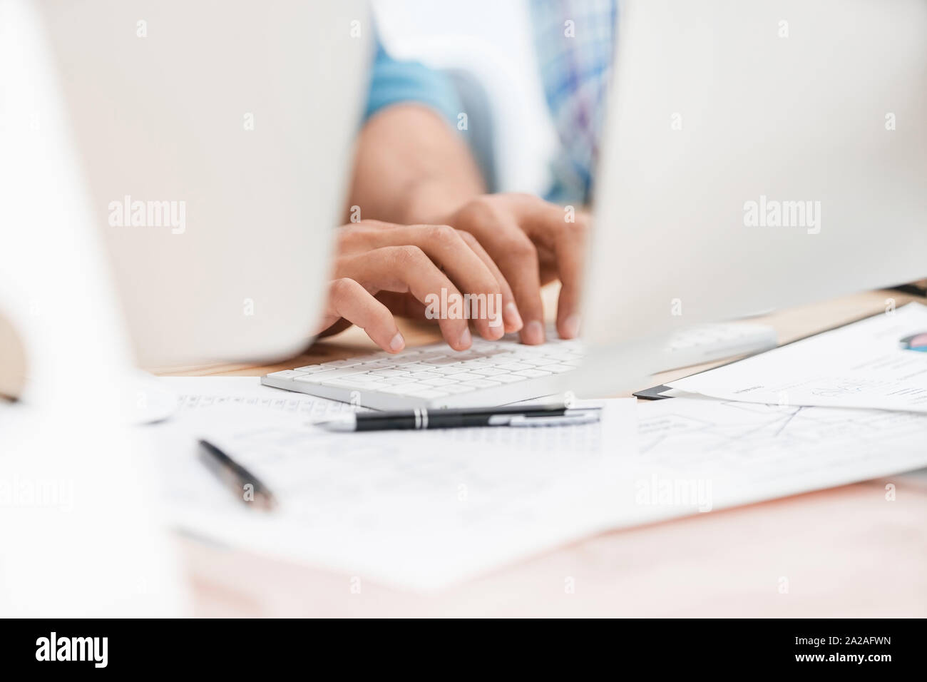 close up. background image of employees typing on the computer keyboard ...