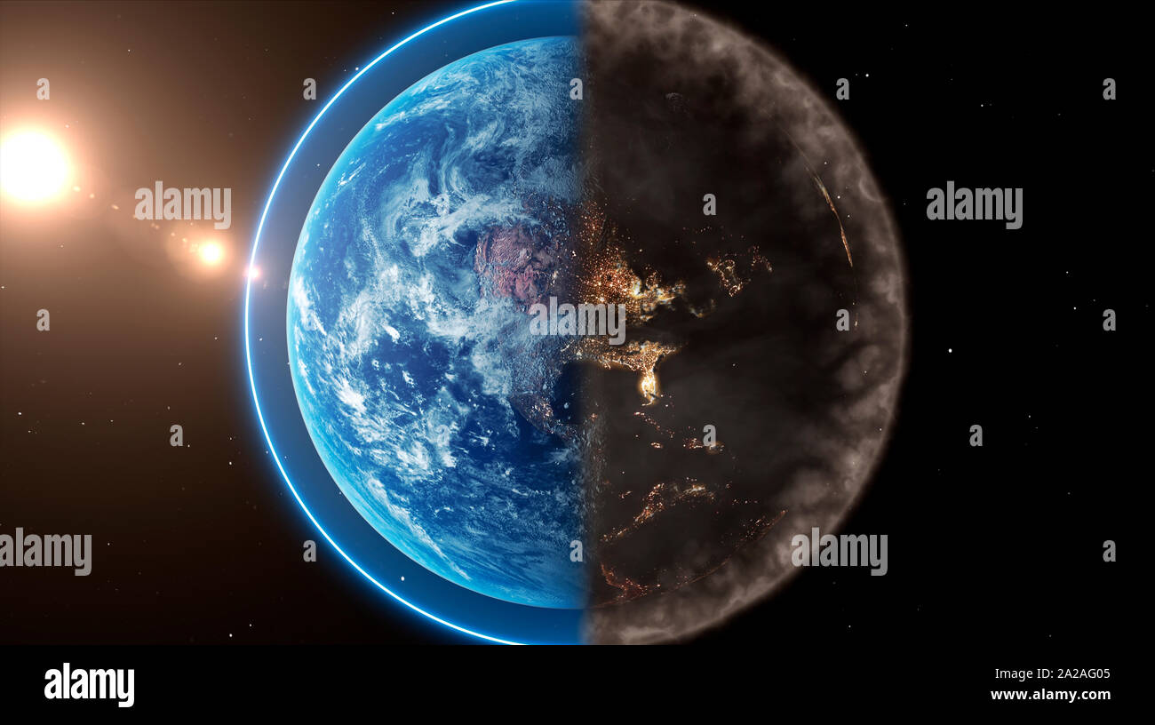 Clean polluted earth planet globe hi-res stock photography and images ...