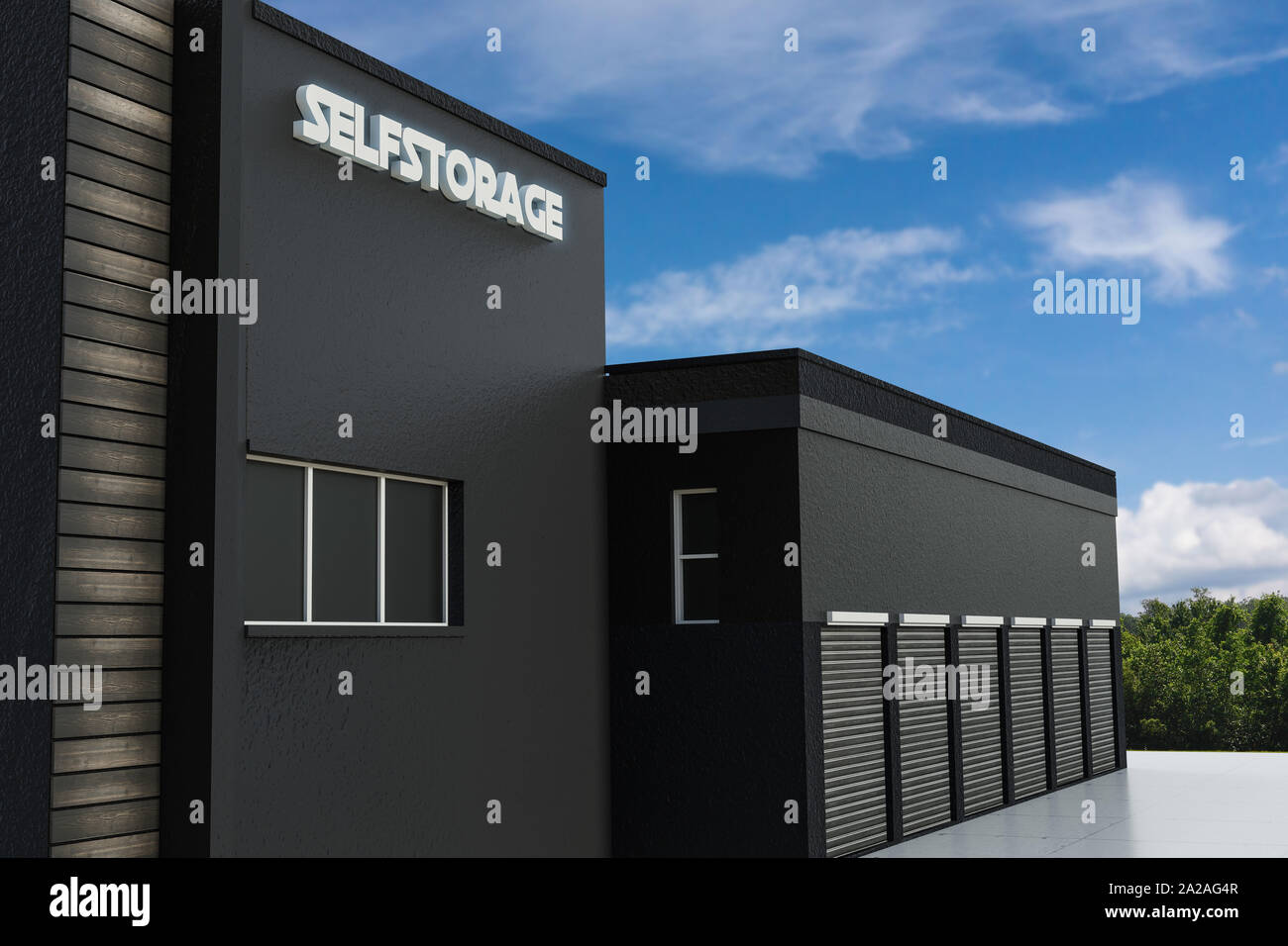 3d illustration of a modern self storage building Stock Photo - Alamy