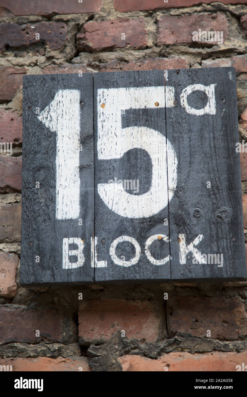 Prison barrack block sign at Auschwitz I concentration camp, Oświęcim ...