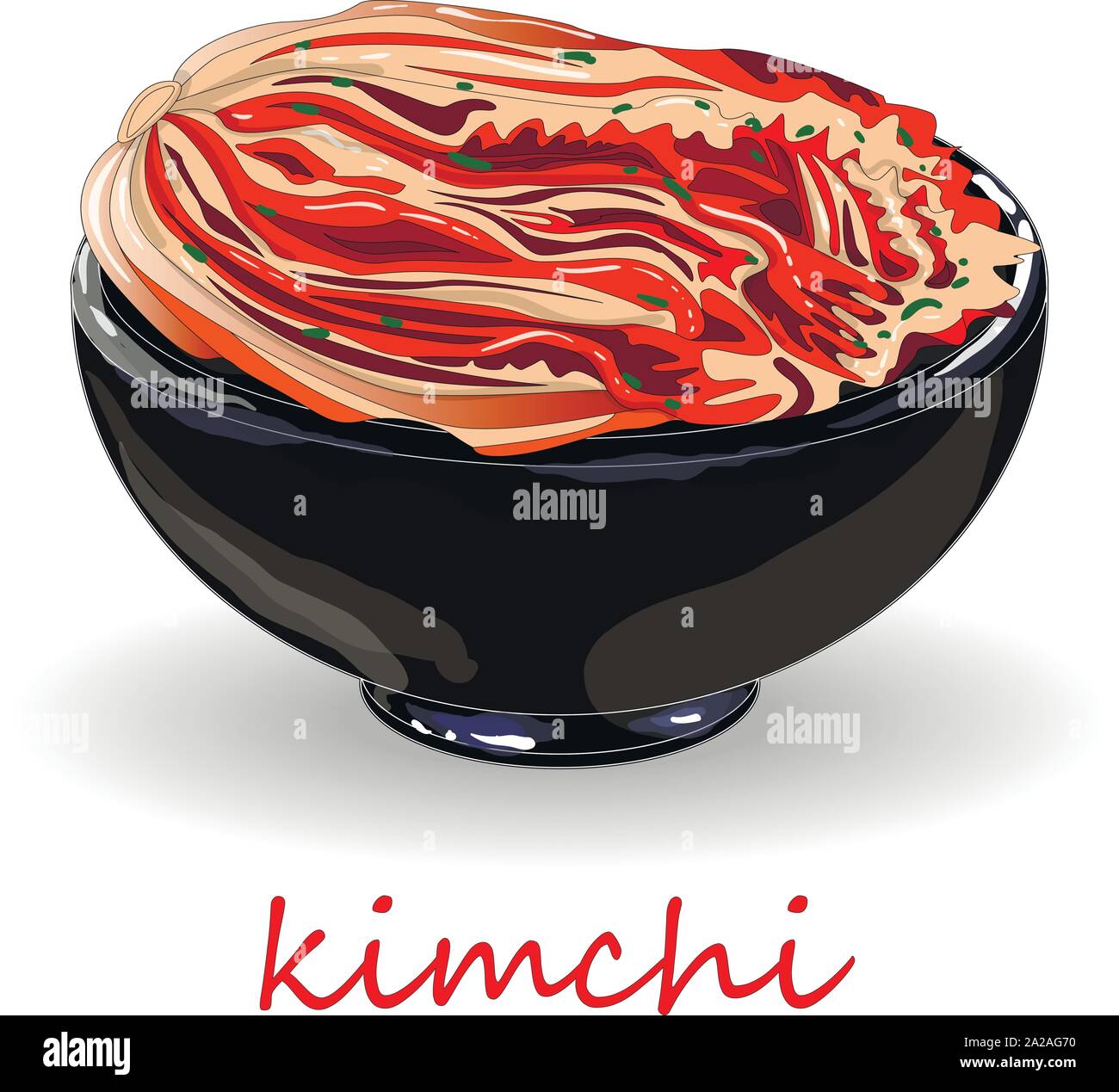 Kimchi, traditional korean food. Illustration on white Stock Vector ...