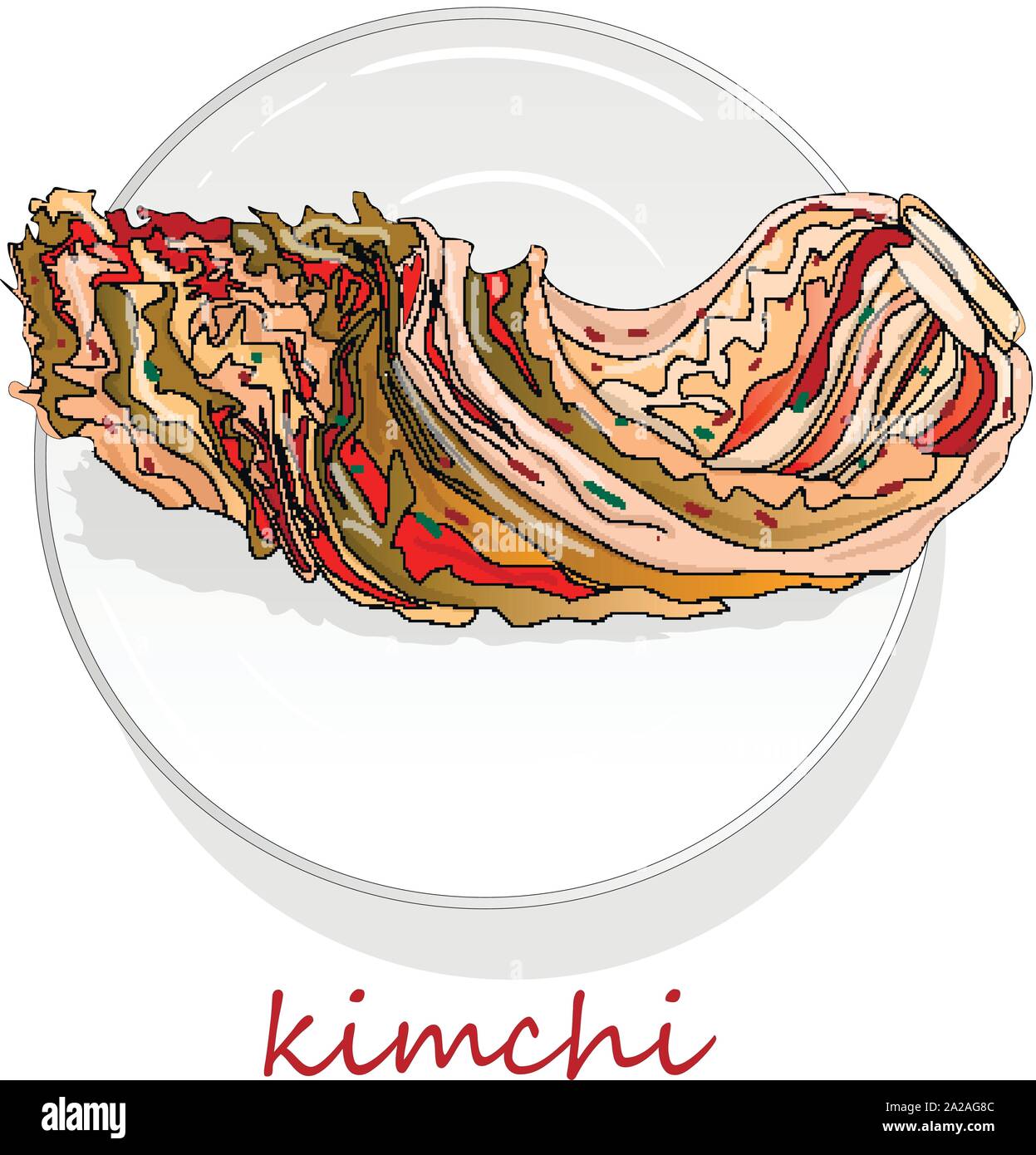 Kimchi, traditional korean food. Illustration on white Stock Vector ...