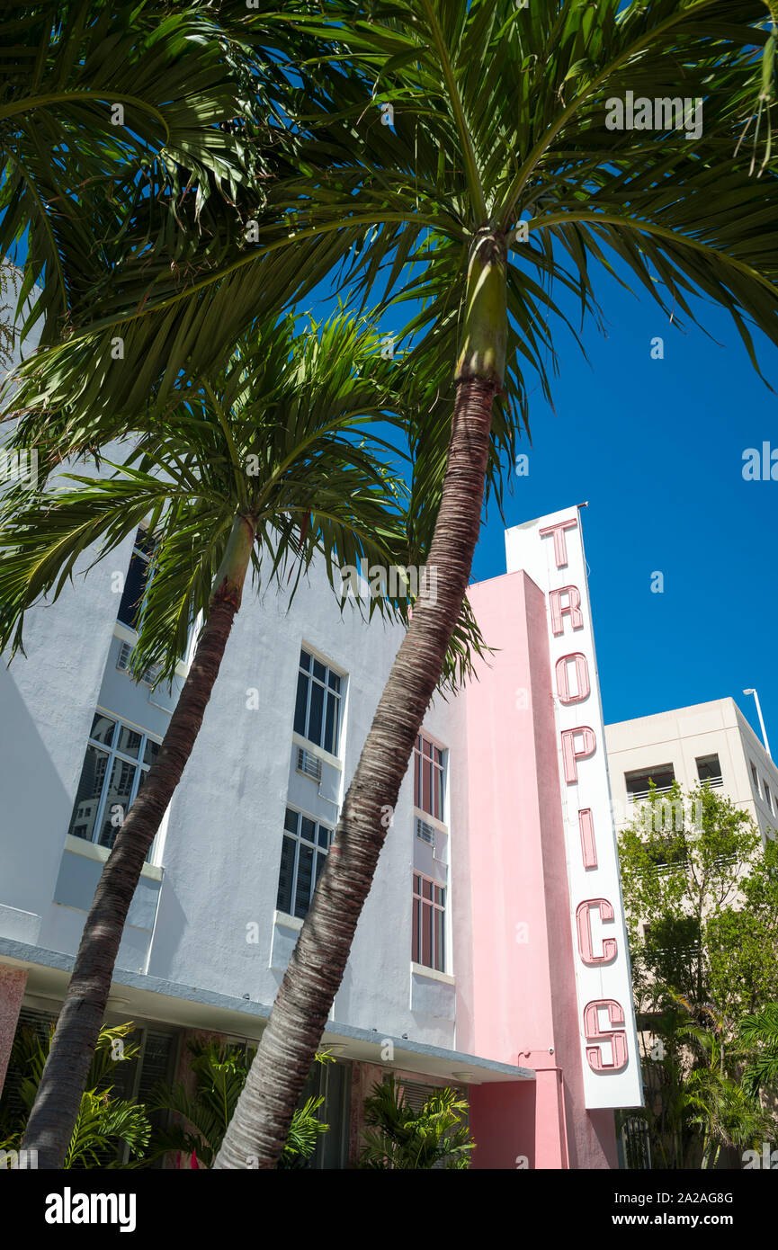MIAMI - AUGUST 31, 2017: Decorative pink coral stone highlights the Art ...