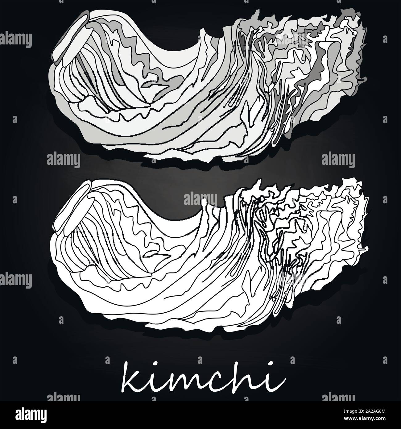 Kimchi, traditional korean food. Illustration on black Stock Vector ...