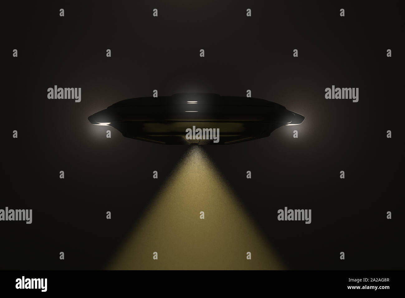 unidentified flying object floating in the night 3d illustration Stock ...