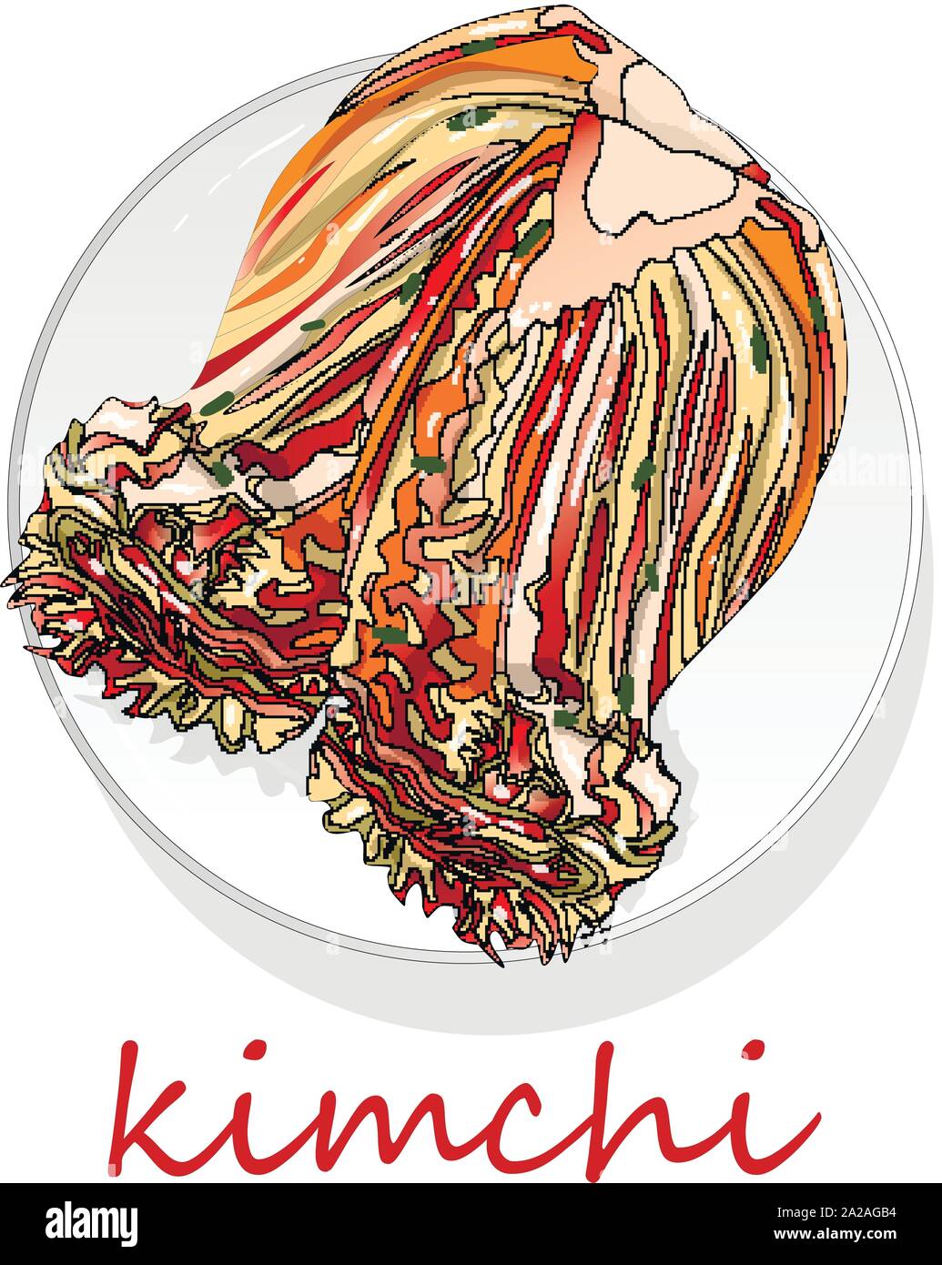 Kimchi, traditional korean food. Illustration on white Stock Vector ...