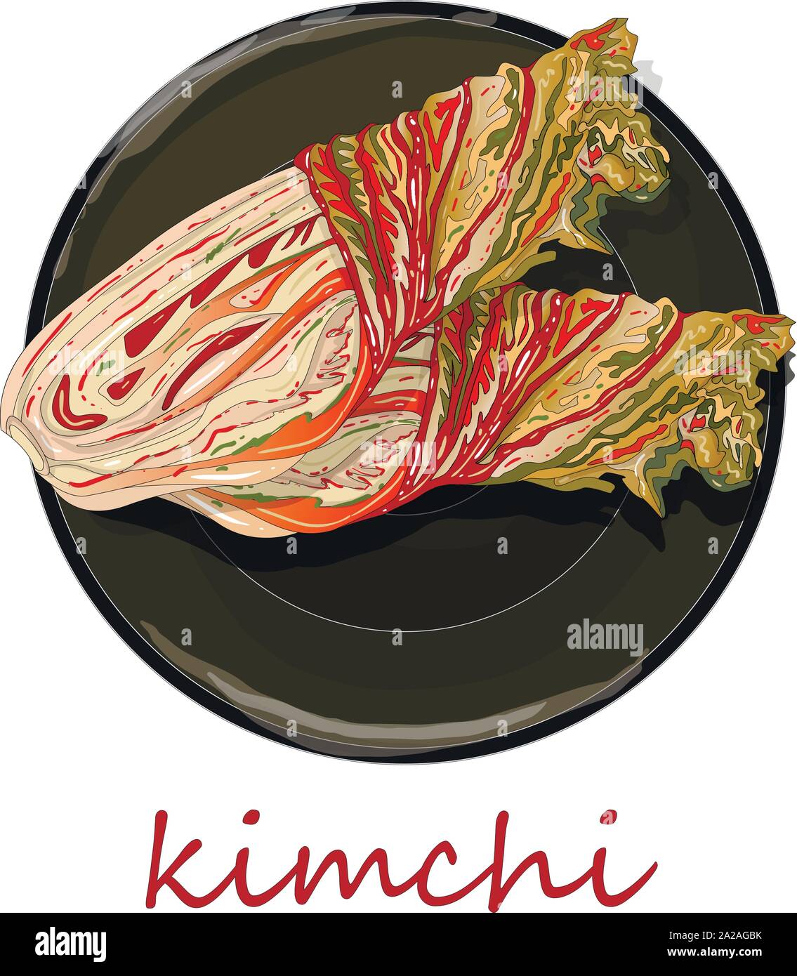 Kimchi, traditional korean food. Illustration on white Stock Vector ...
