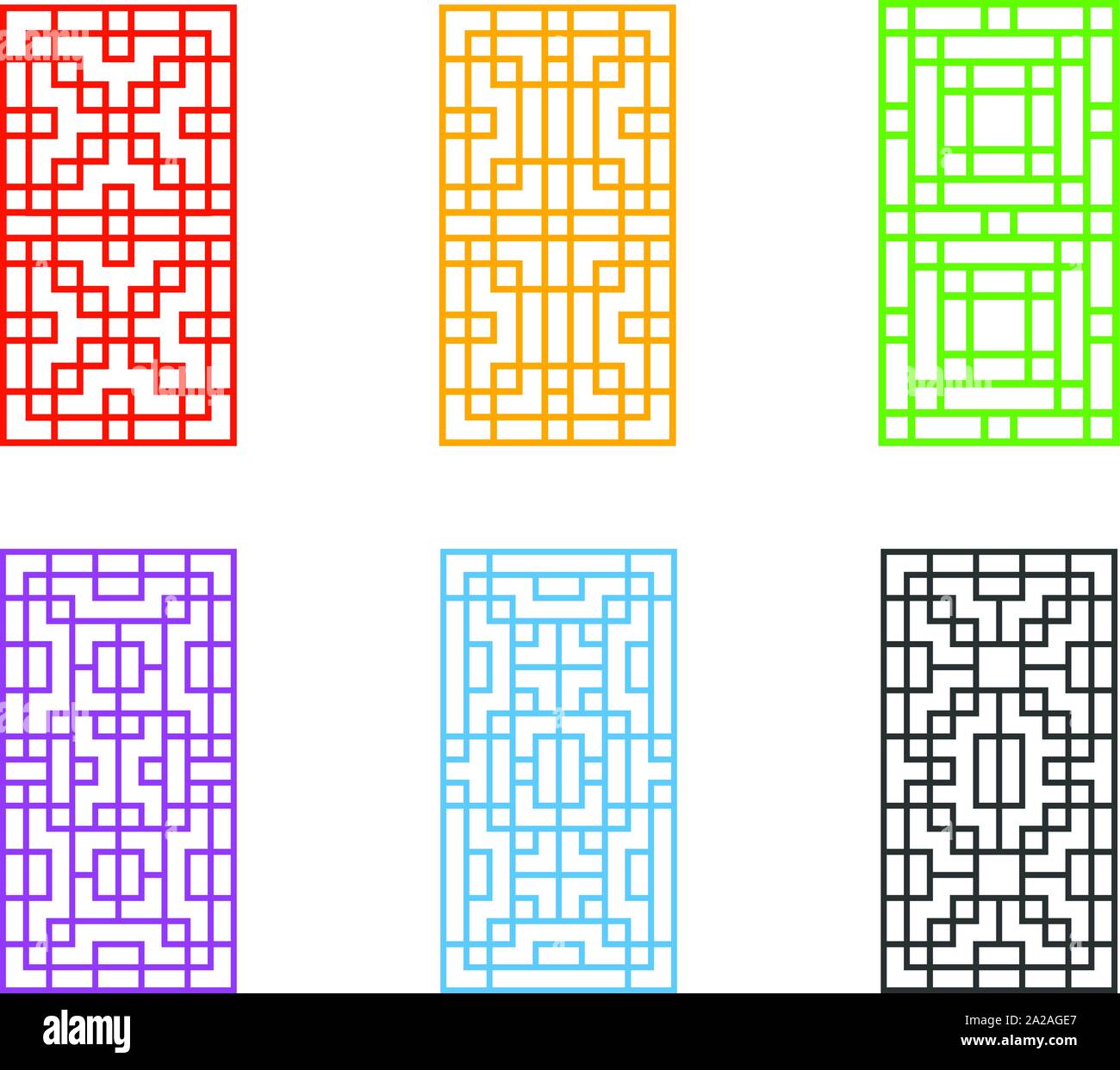 Rectangle Chinese window frame for door, vector art Stock Vector Image ...