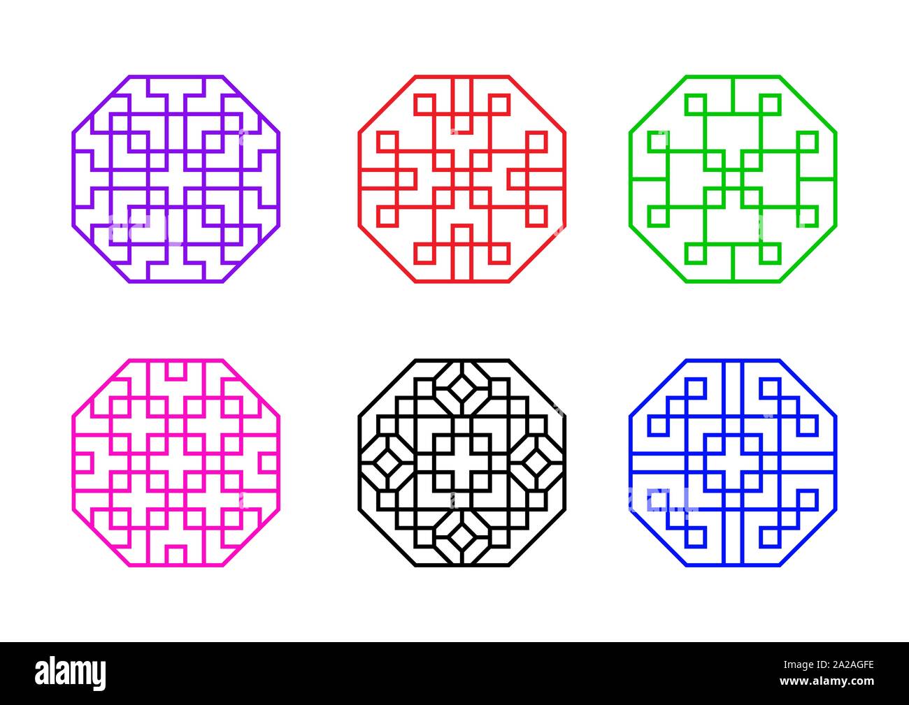 Modern Octagon Chinese window frame, vector art design Stock Vector ...