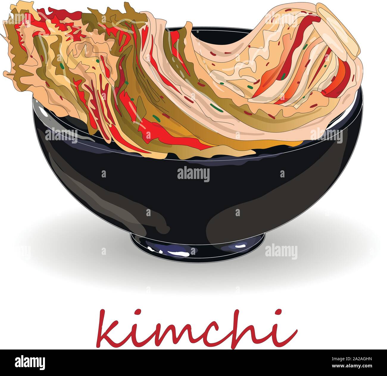 Kimchi, traditional korean food. Illustration on white Stock Vector ...