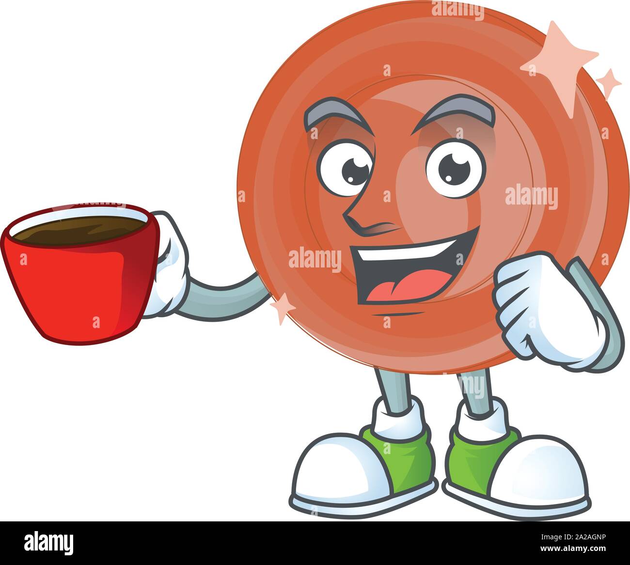 Drinking in cup bronze coin cartoon character with mascot Stock Vector ...