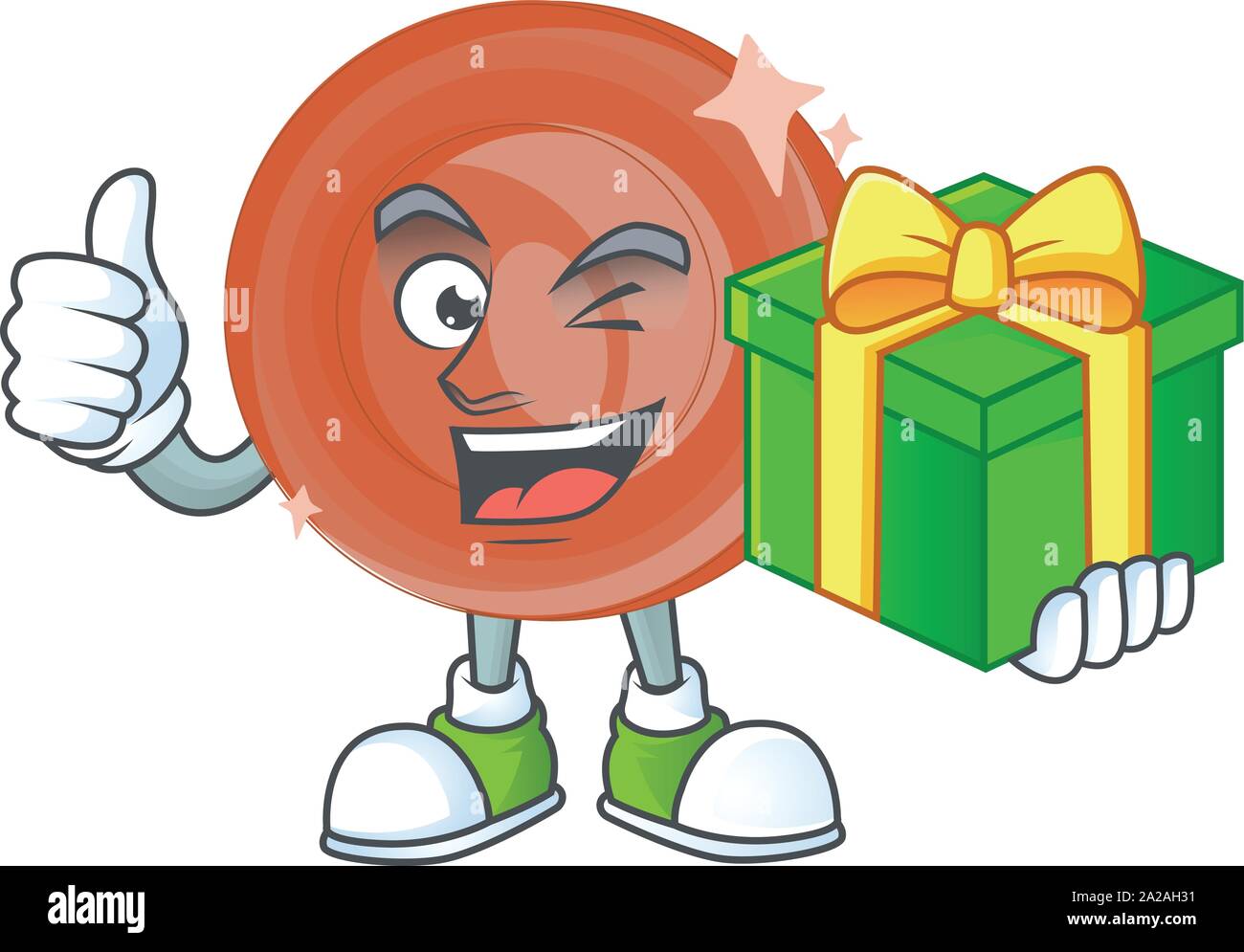 With gift bronze coin cartoon on white background Stock Vector Image ...