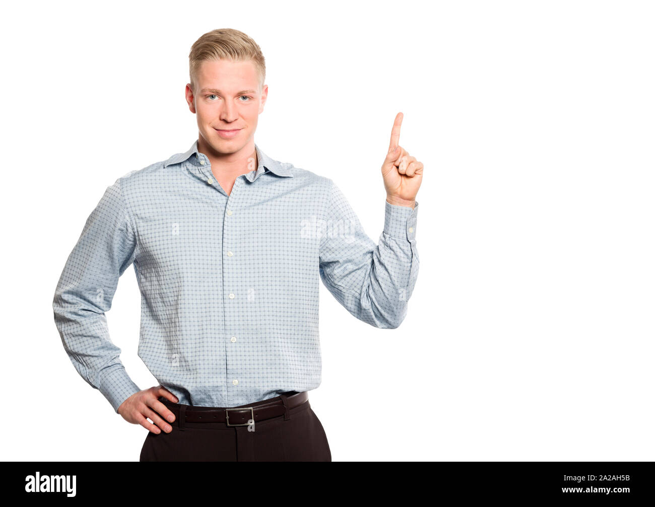 Portrait joyful businessman smiling showing hi-res stock photography ...