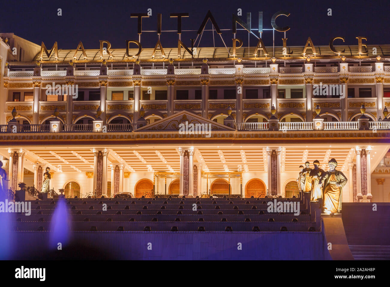 ANTALYA, TURKEY - SEPTEMBER 12, 2019: Titanic Mardan Palace with ...