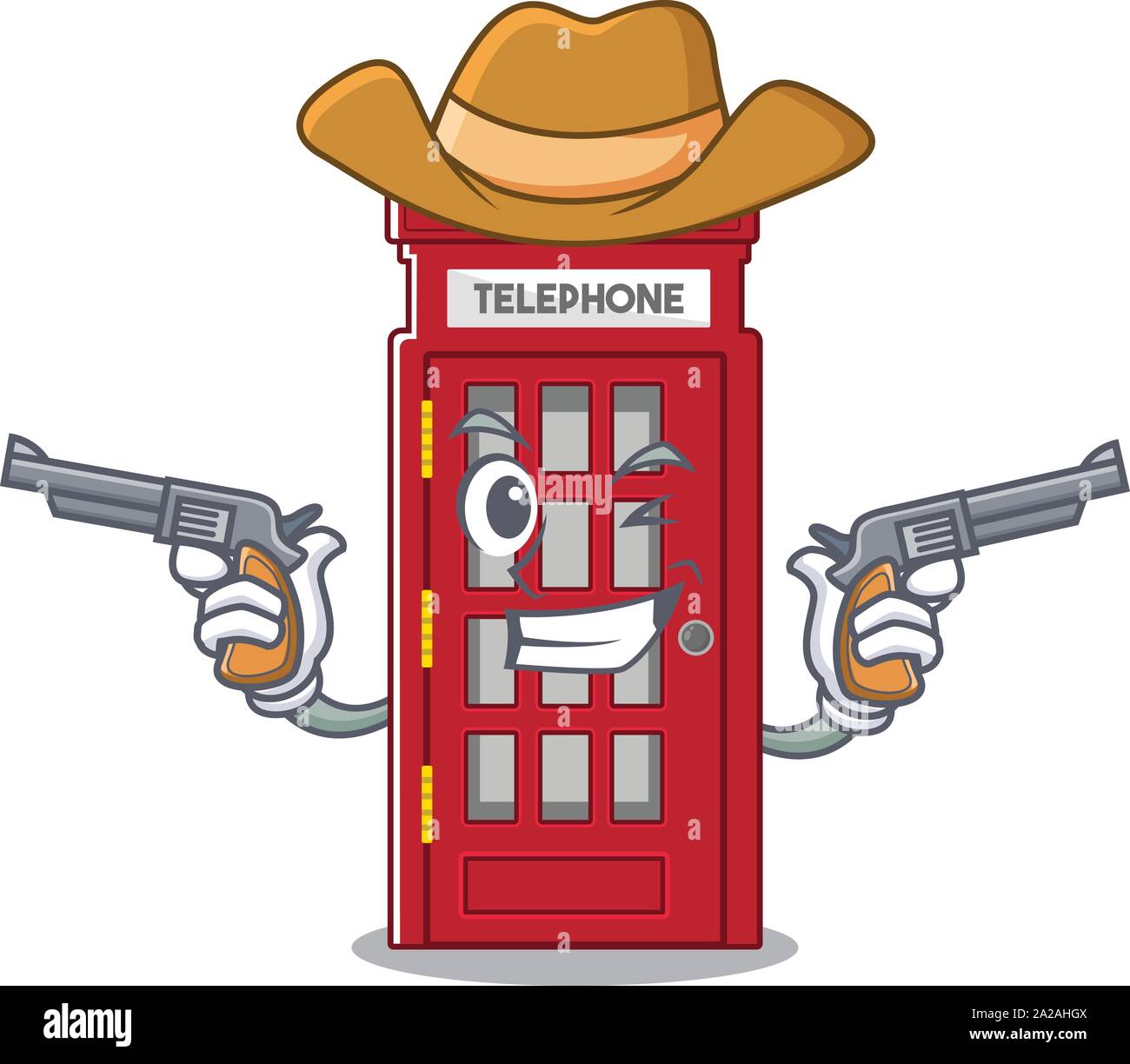 Cowboy telephone booth character shape on mascot Stock Vector Image ...