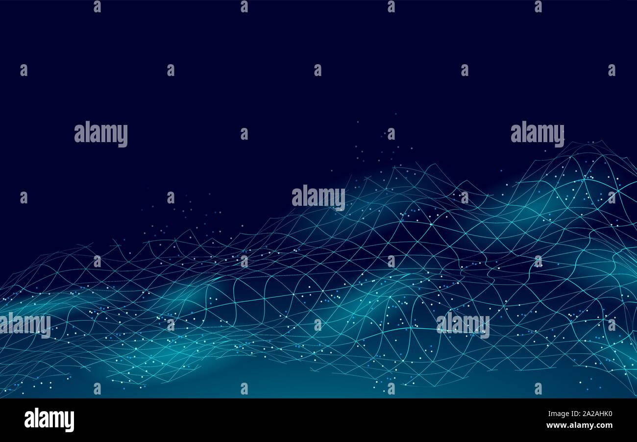 Abstract Digital Landscape 3d Blue Background Information Code Flow