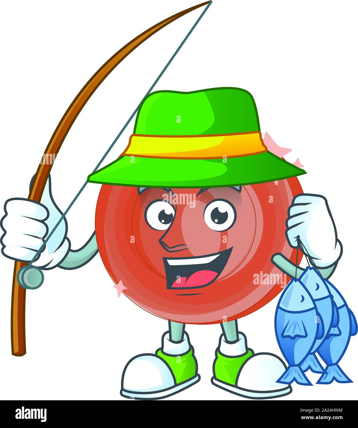 Fishing bronze coin cartoon on white background Stock Vector Image ...