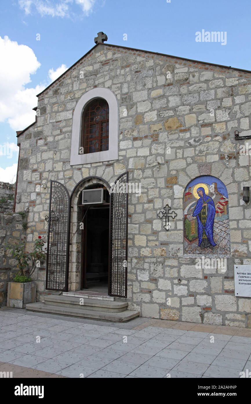 Mosaic fresco of Saint Petka and her memorial plaque outside Saint ...