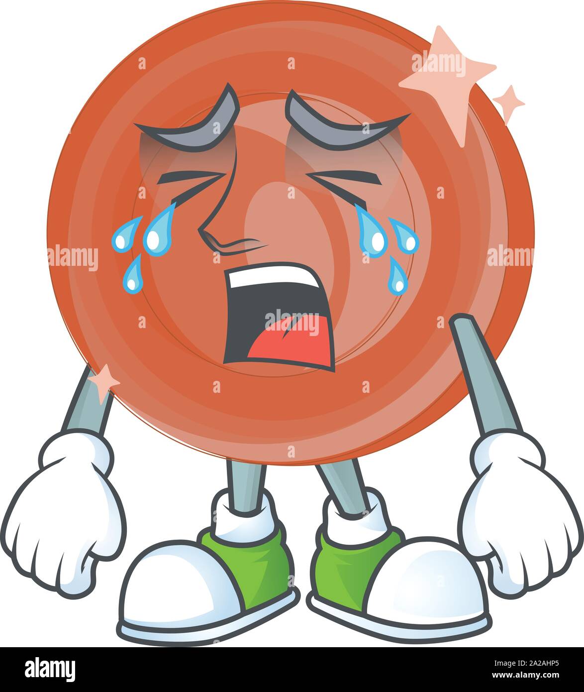 Crying bronze coin cartoon on white background Stock Vector Image & Art ...