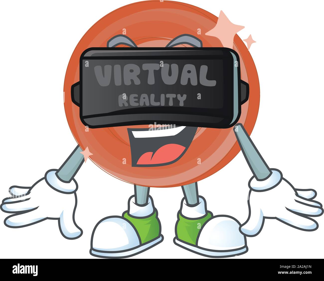 Virtual reality bronze coin cartoon on white background Stock Vector ...