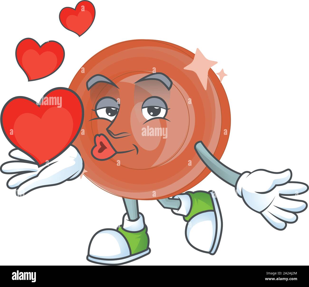 With heart bronze coin cartoon on white background Stock Vector Image ...