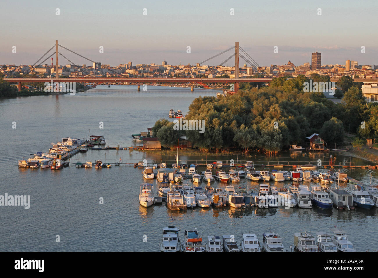 Novi Zeleznicki Most or New Railroad Bridge and Ada Harbour seen from ...