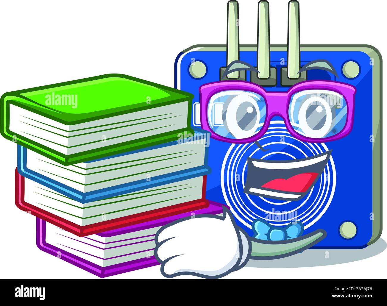 Student with book touch sensor toy above cartoon chair Stock Vector ...