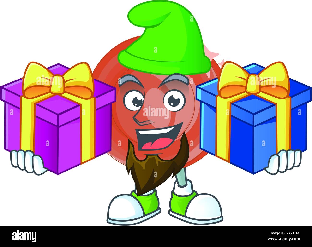 Bring two gifts bronze coin cartoon character mascot style Stock Vector ...