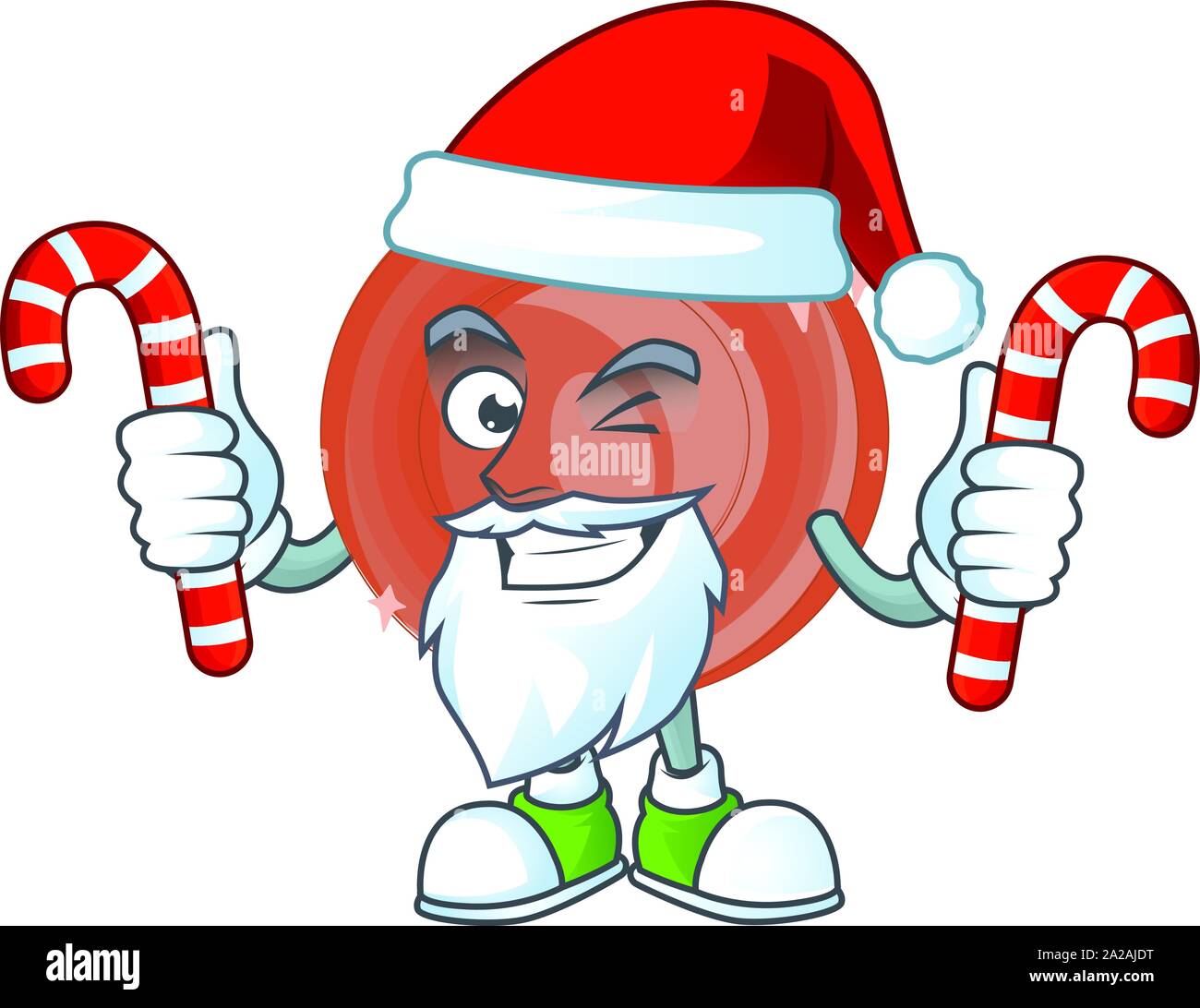 Santa with candy bronze coin cartoon character mascot style Stock ...