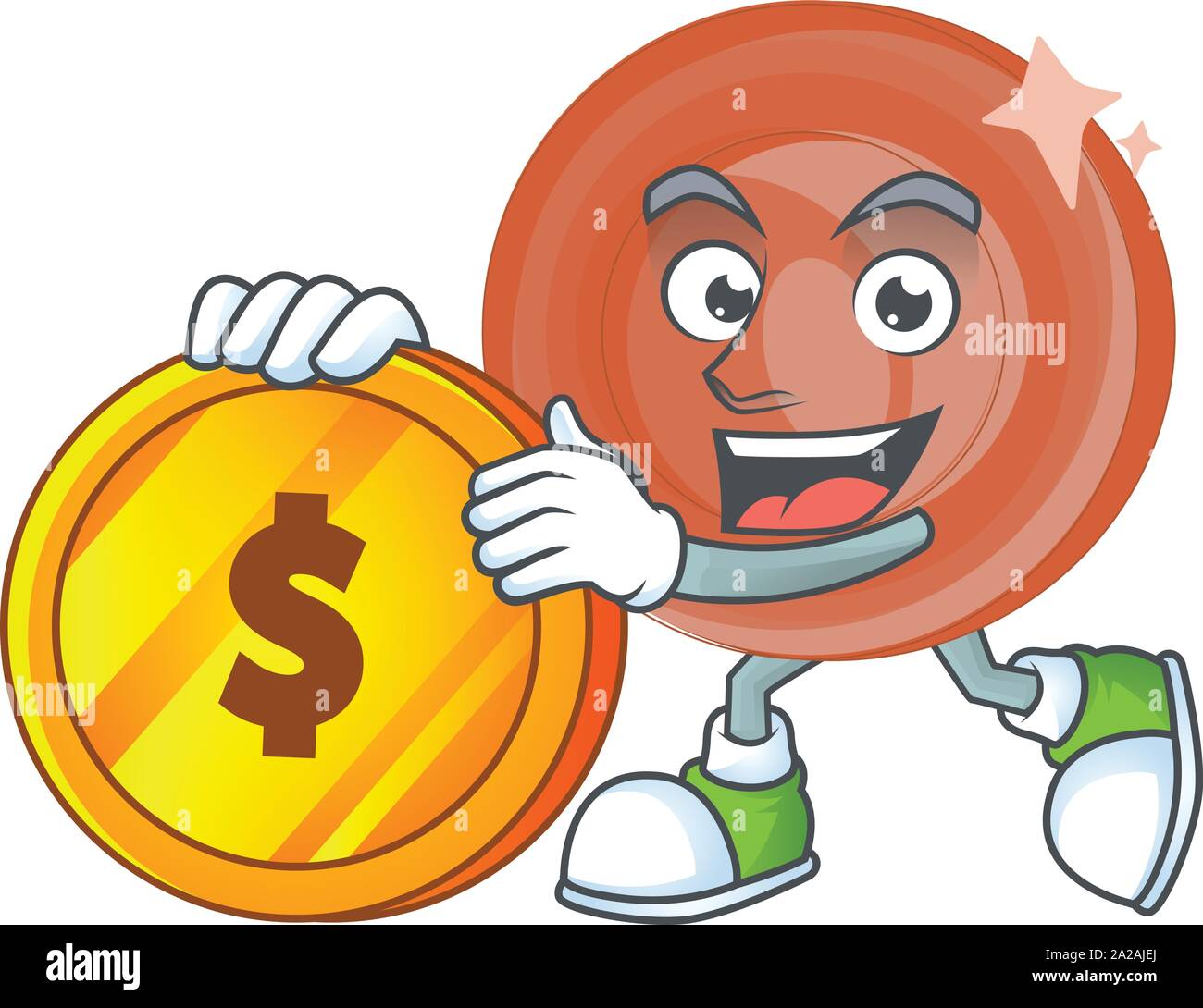 Bring coin bronze coin cartoon character mascot style Stock Vector ...