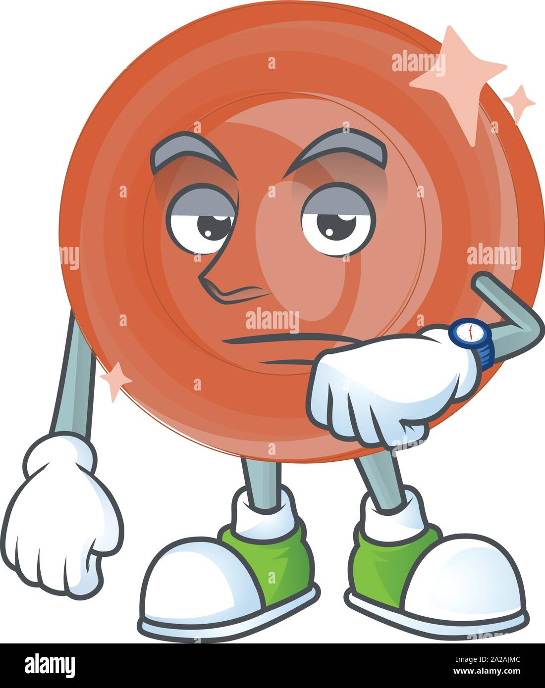 Waiting bronze coin cartoon character mascot style Stock Vector Image ...