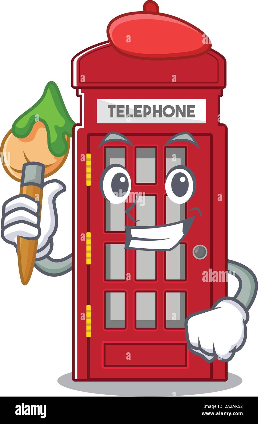 Artist telephone booth character shape on mascot Stock Vector Image ...