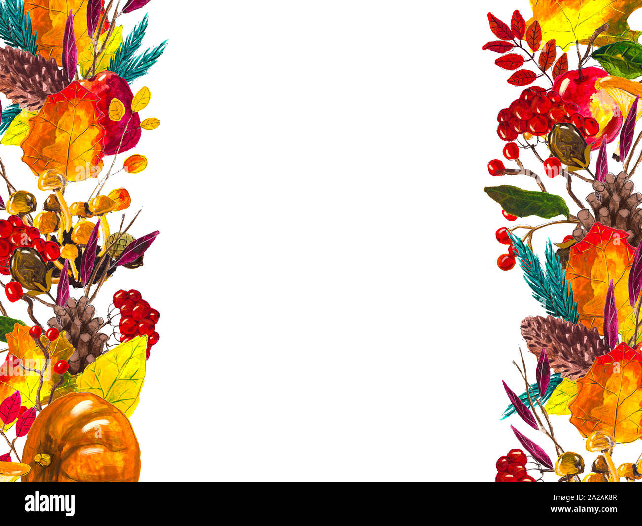 Autumn leaves border. Watercolor hand drawn frame Stock Photo - Alamy