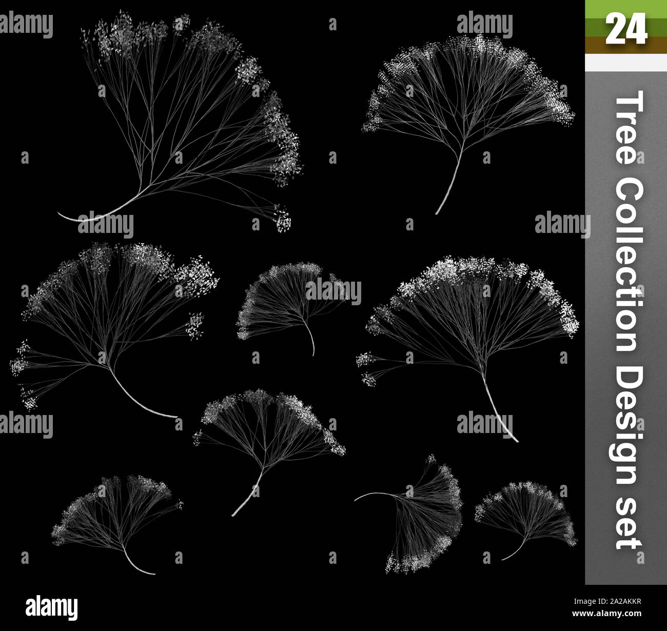 Tree correction design set. 3D Illustration. White background isolate ...