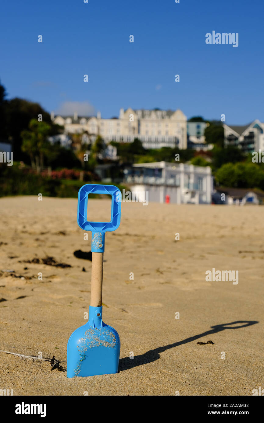 Child's spade on beach at St Ives in Cornwall Stock Photo - Alamy