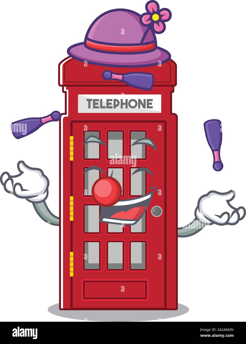 Juggling telephone booth isolated with the cartoon Stock Vector Image ...