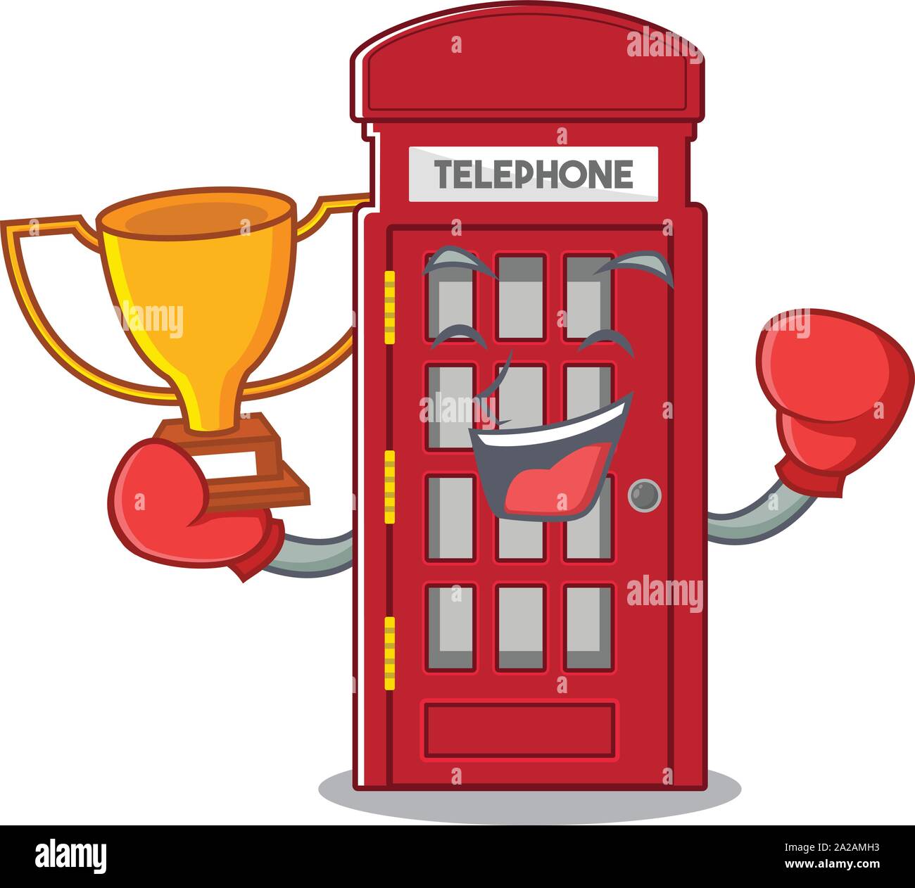 Boxing winner telephone booth isolated with the cartoon Stock Vector ...