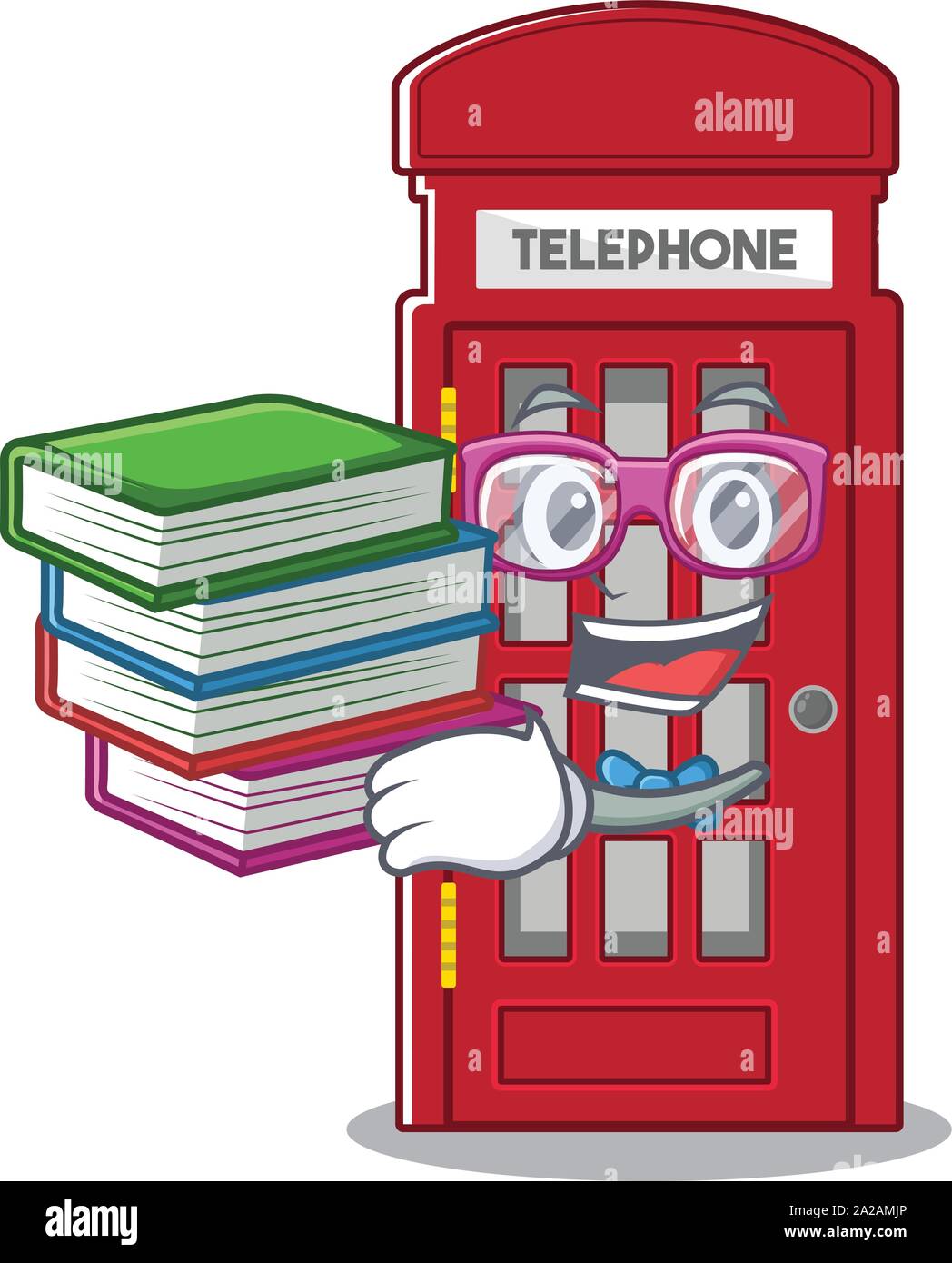 Student with book telephone booth isolated with the cartoon Stock ...