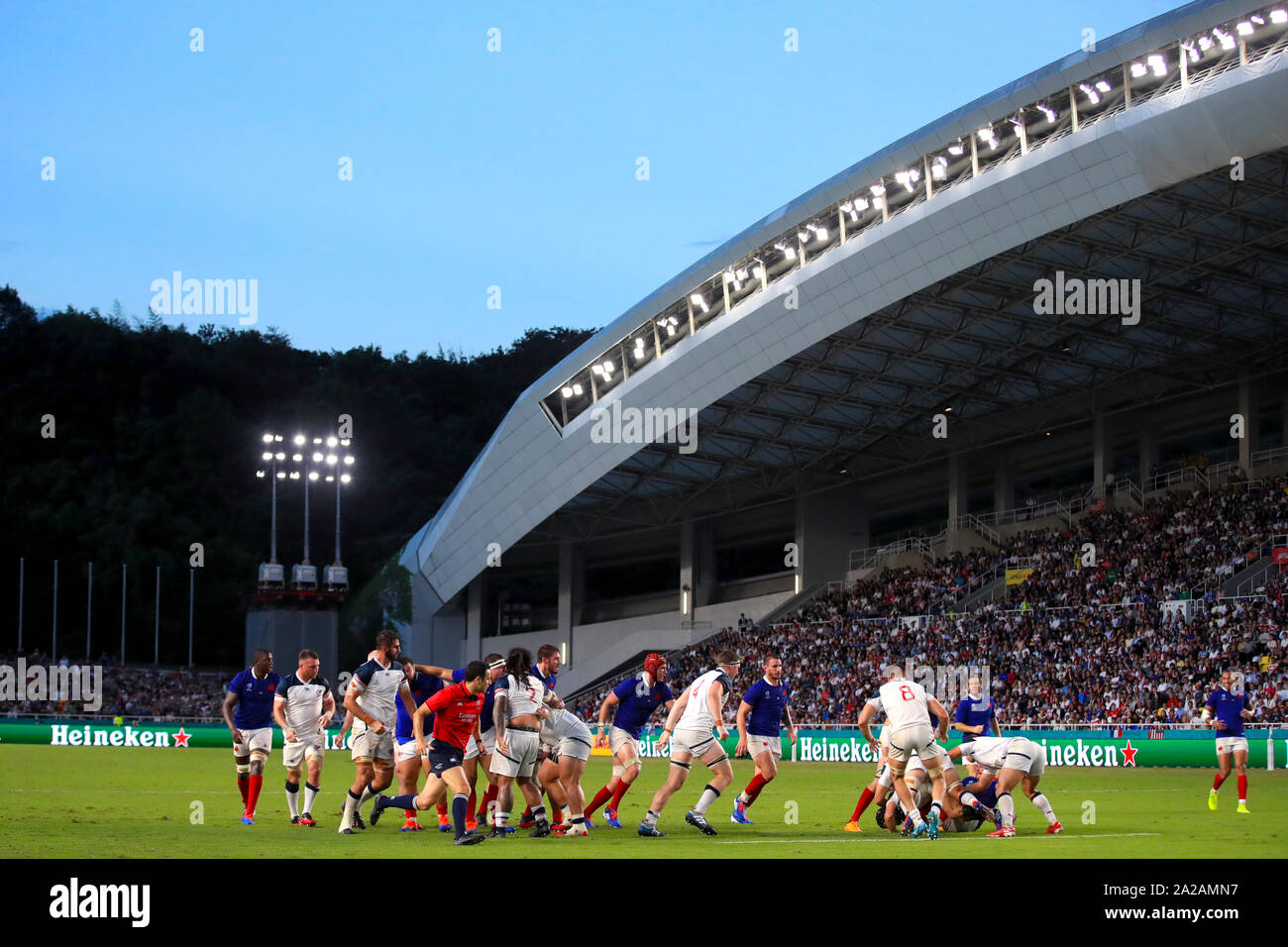 General view of match action during the 2019 Rugby World Cup match at ...