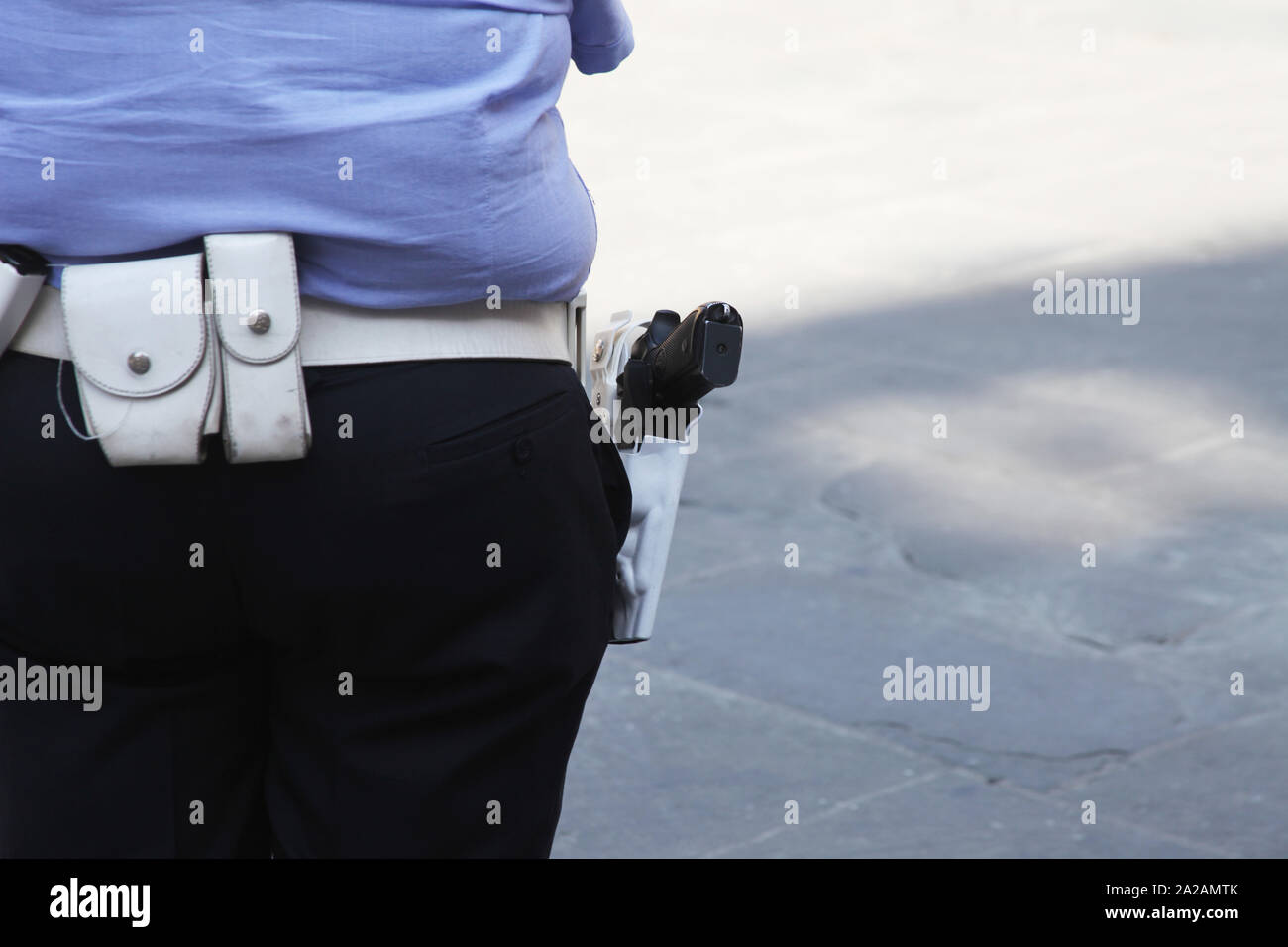 Italian police officers out on patrol, walking around Florence, Italy ...