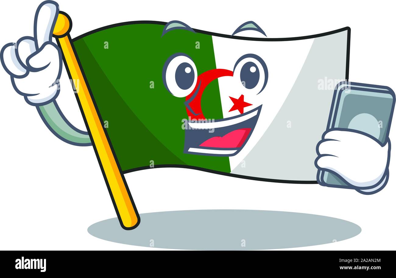 With phone flag algeria cartoon isolated the mascot Stock Vector Image ...