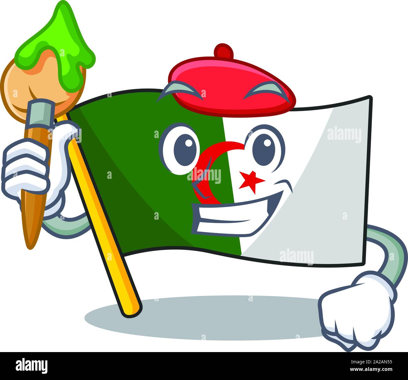 Artist flag algeria cartoon isolated the mascot Stock Vector Image ...