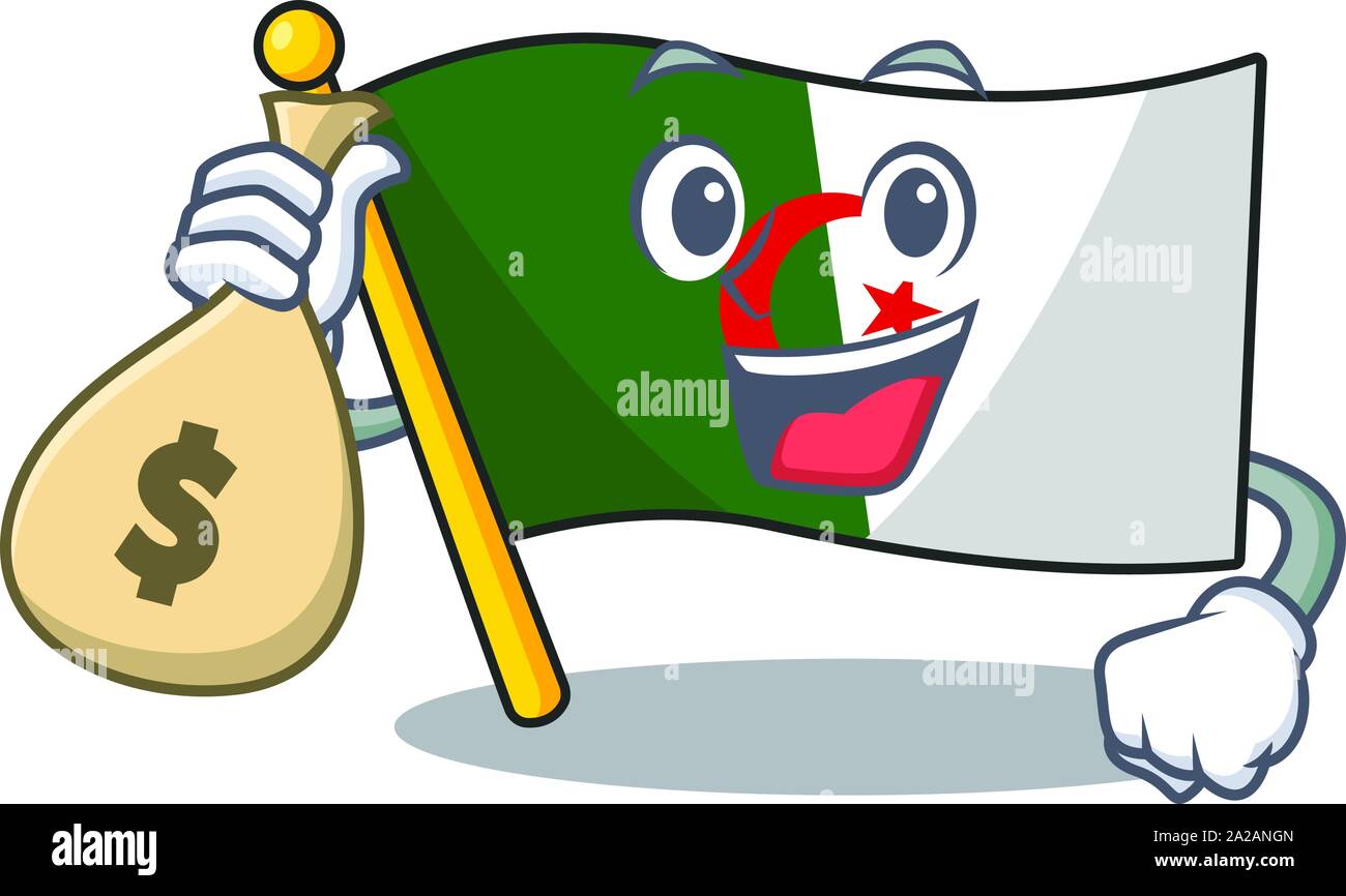 With money bag flag algeria cartoon isolated the mascot Stock Vector ...