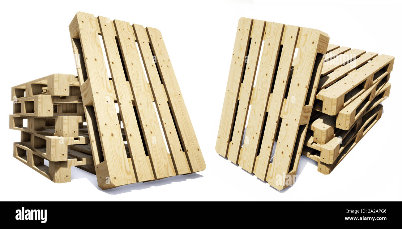 Colorful brown pallet isolated over a white background. (3D rendering ...