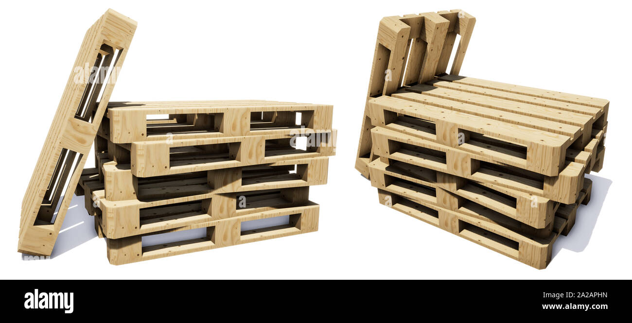 Colorful brown pallet isolated over a white background. (3D rendering ...