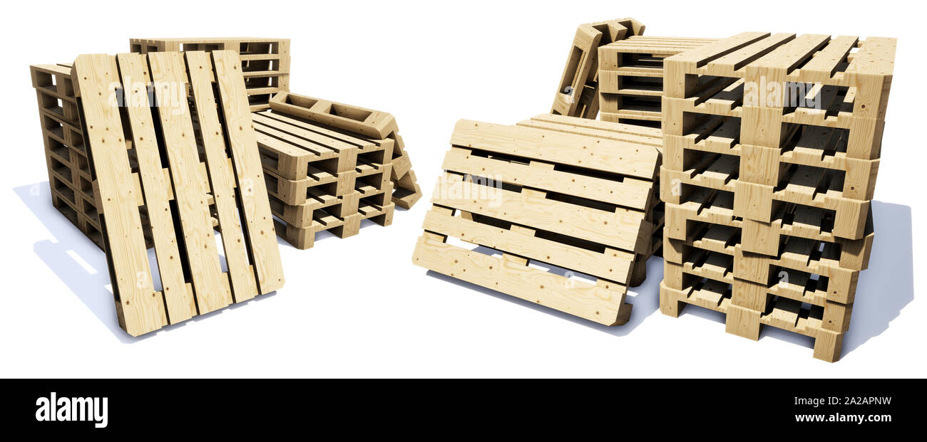 Colorful brown pallet isolated over a white background. (3D rendering ...