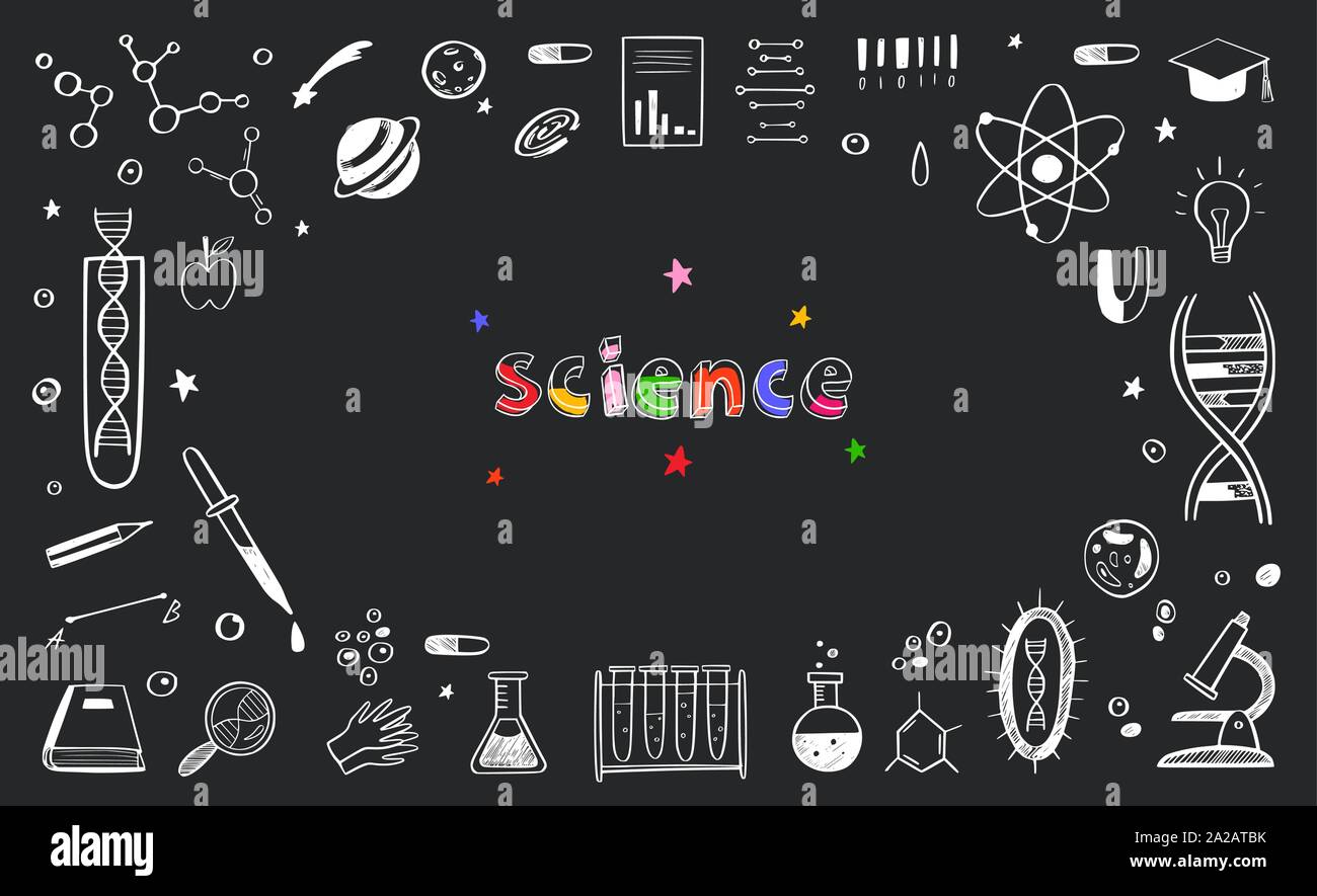 Vector hand drawn Science and Education doodle Frame . DNA, Biology ...