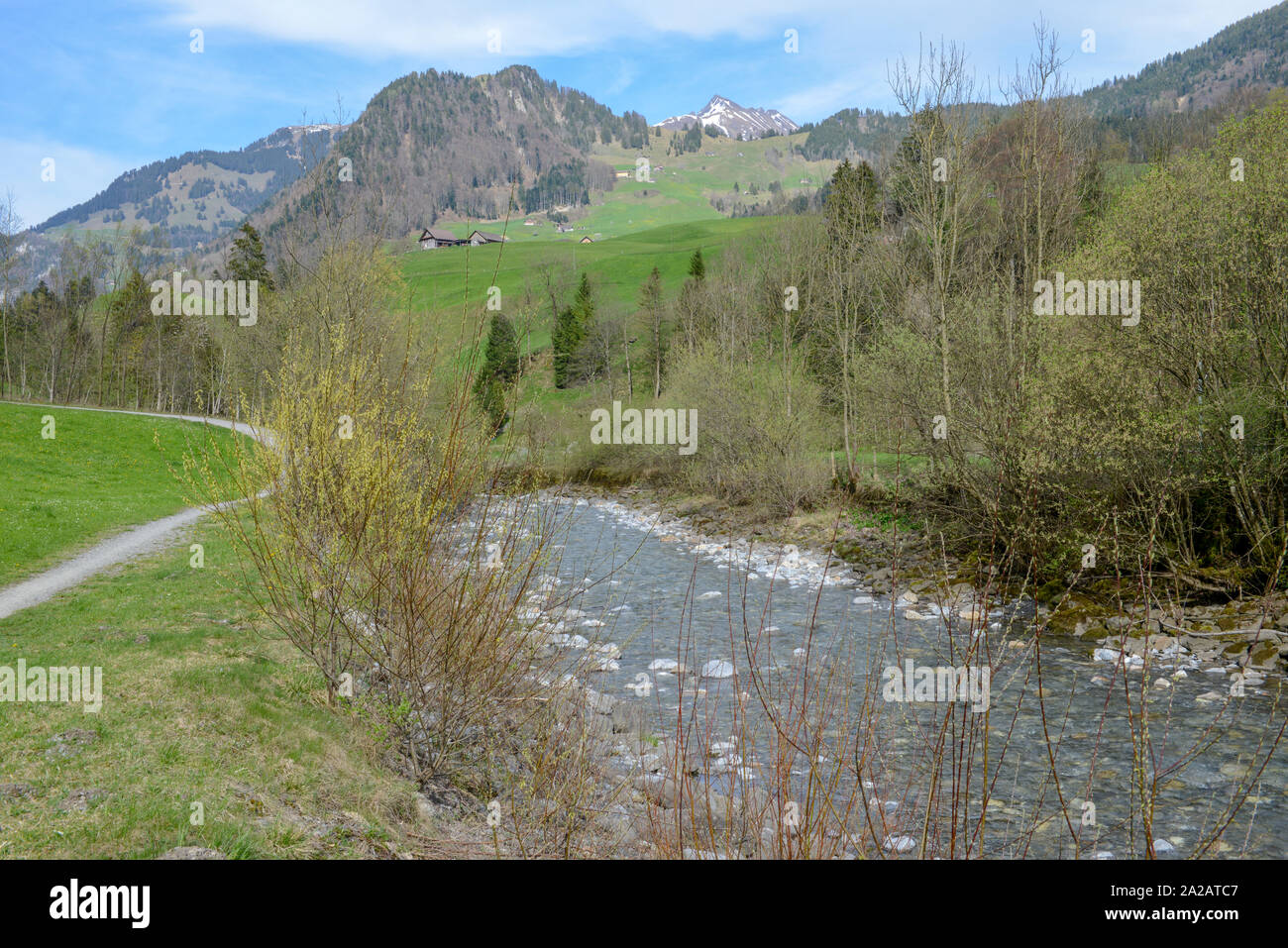 Landscape at the village of Grafenort on the Swiss alps Stock Photo - Alamy